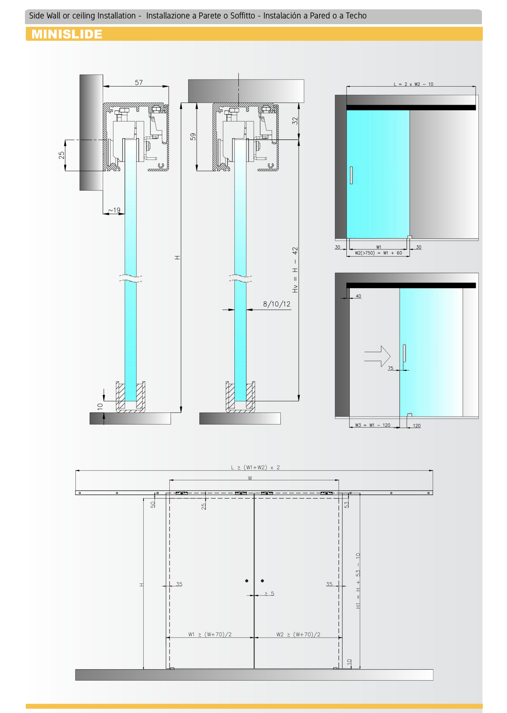 Kit per porte scorrevoli in vetro MiniSlide Casma | Windowo