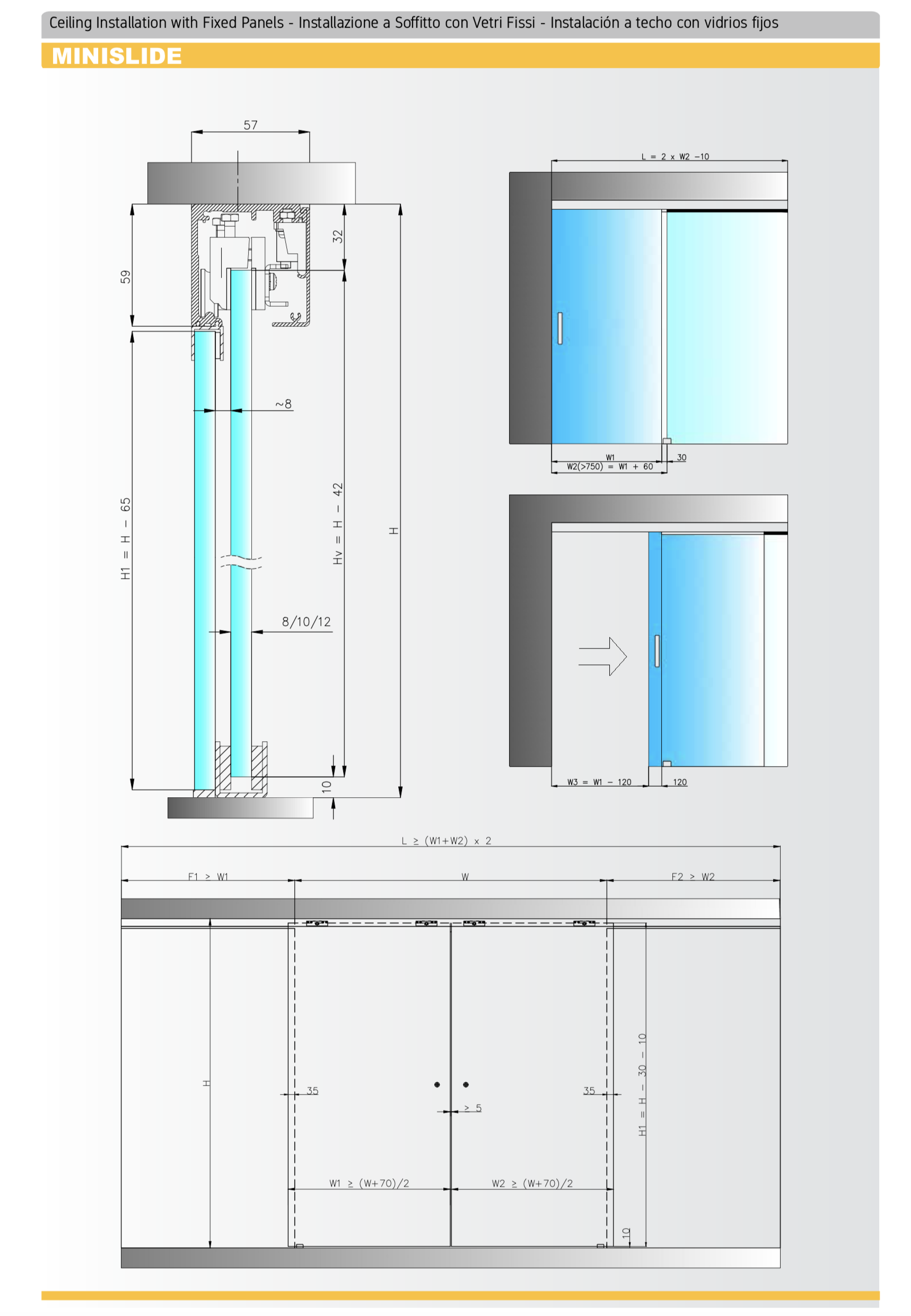 Kit per porte scorrevoli in vetro MiniSlide Casma | Windowo