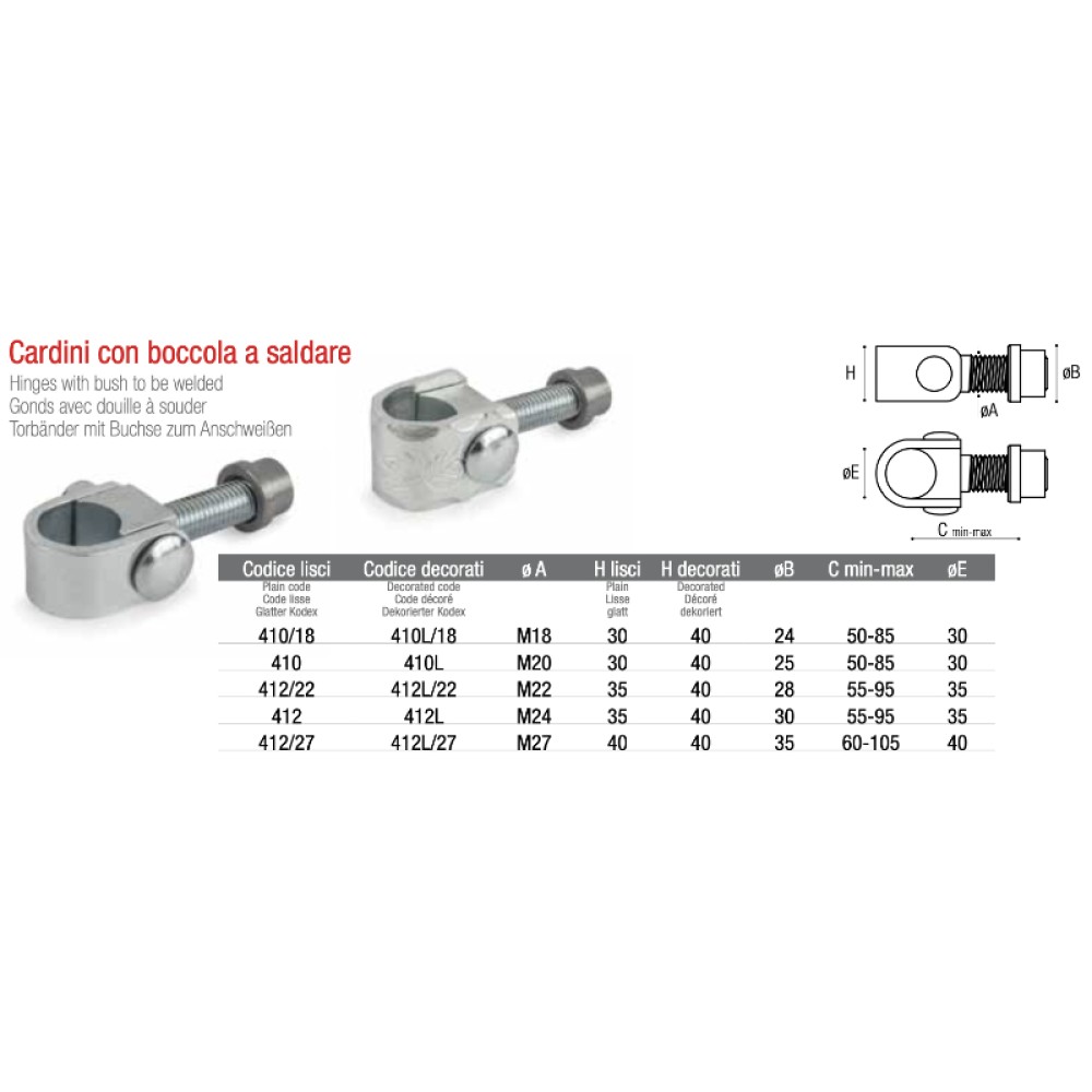 Cardine con Boccola a Saldare per Cancelli